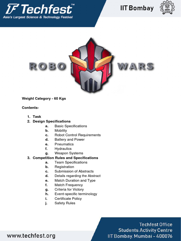 Robowars - 60kg - PS Final | PDF | Remote Control | Robot