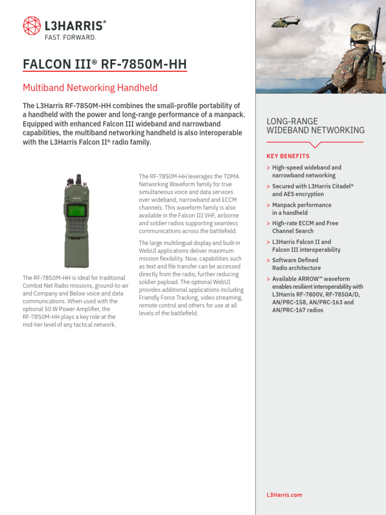 L3harris RF 7850m HH Multiband Networking Handheld Radio Datasheet Cs ...