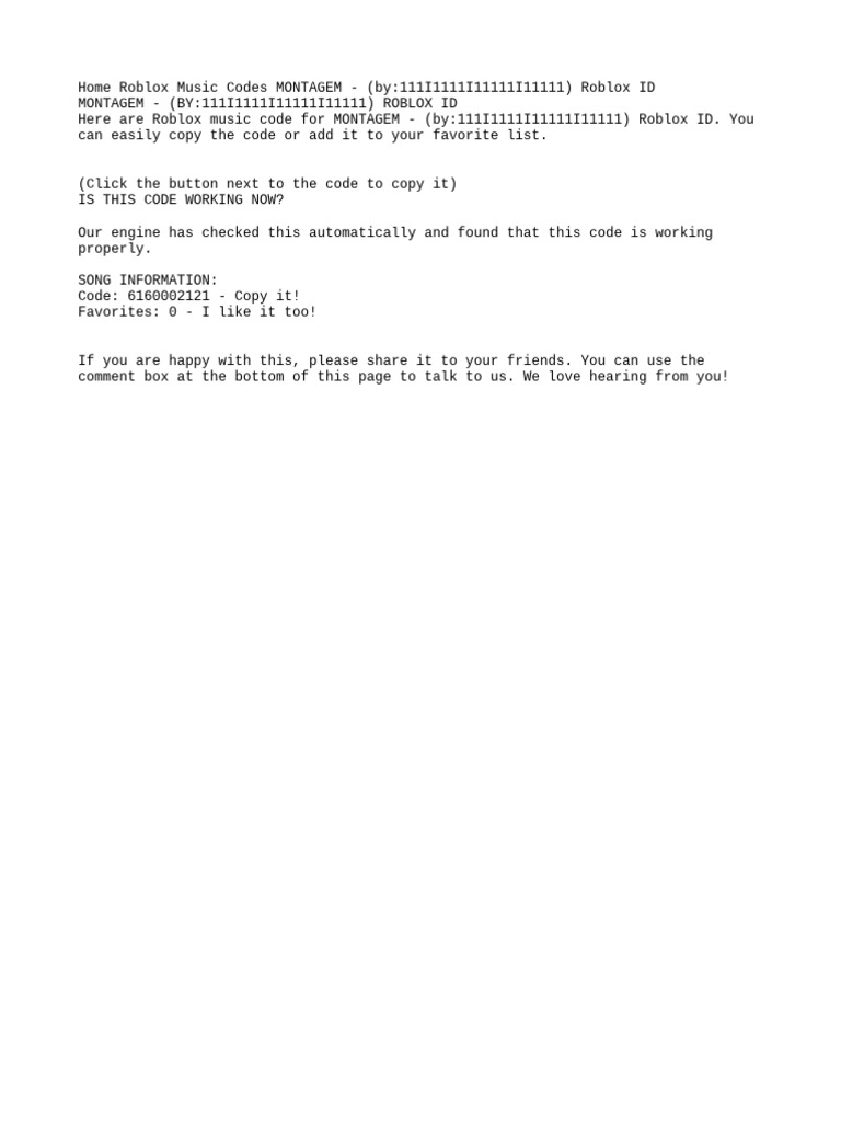 Roblox Music Code for MONTAGEM ID | PDF