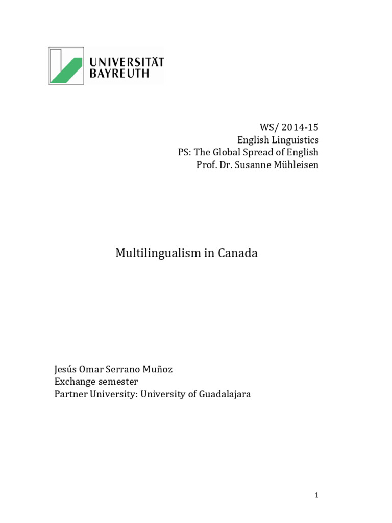 Multilingualism in Canada | PDF | Provinces And Territories Of Canada ...