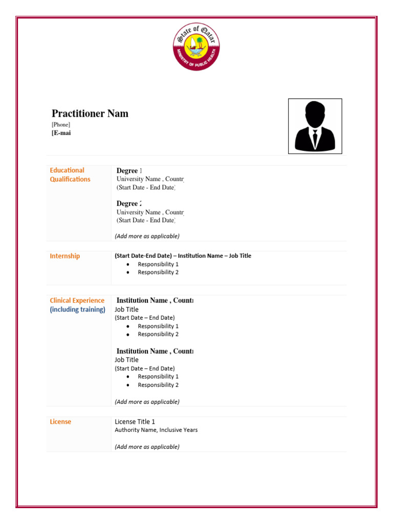 Professional CV Template for Qatar | PDF | Career & Growth | Law