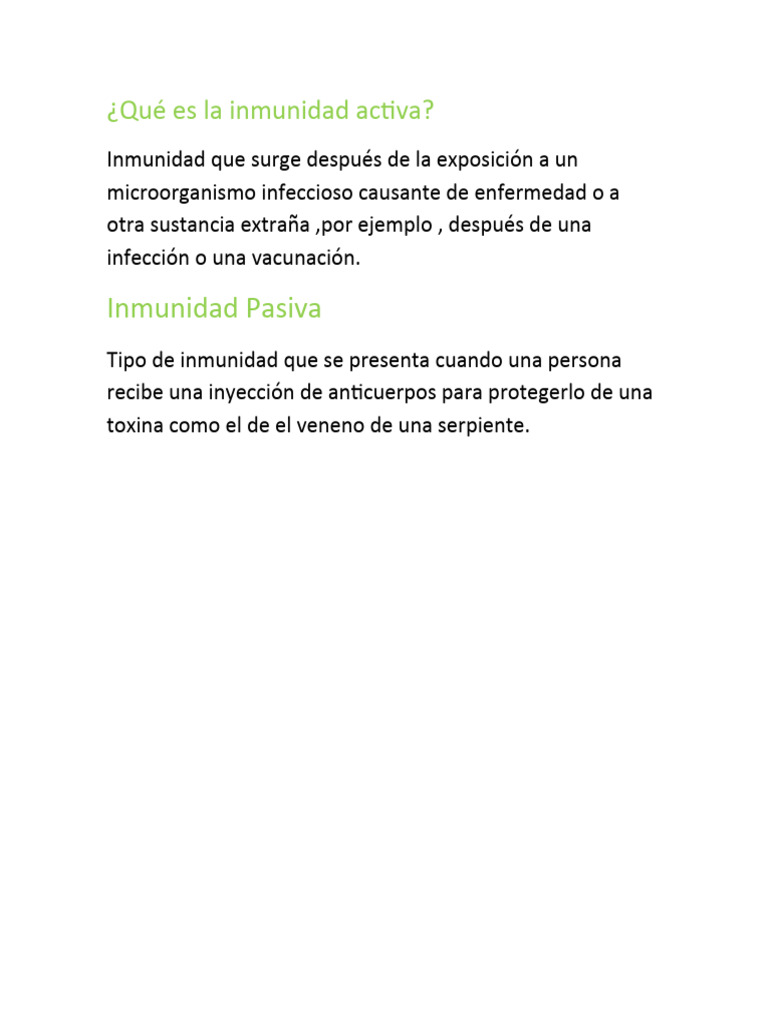 Qué Es La Inmunidad Activa | PDF