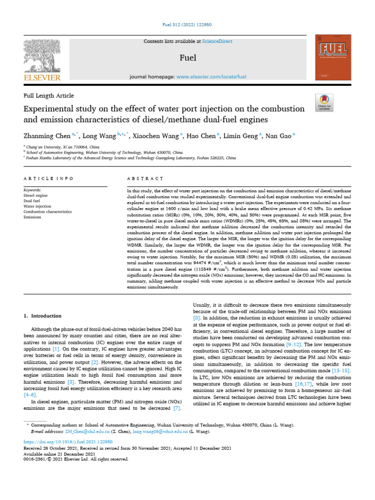 Experimental Study On The Effect of Water Port Injection On The Combu ...