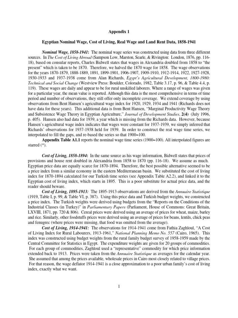 Appendix On Nominal Wages | PDF | Cost Of Living | Index (Economics)