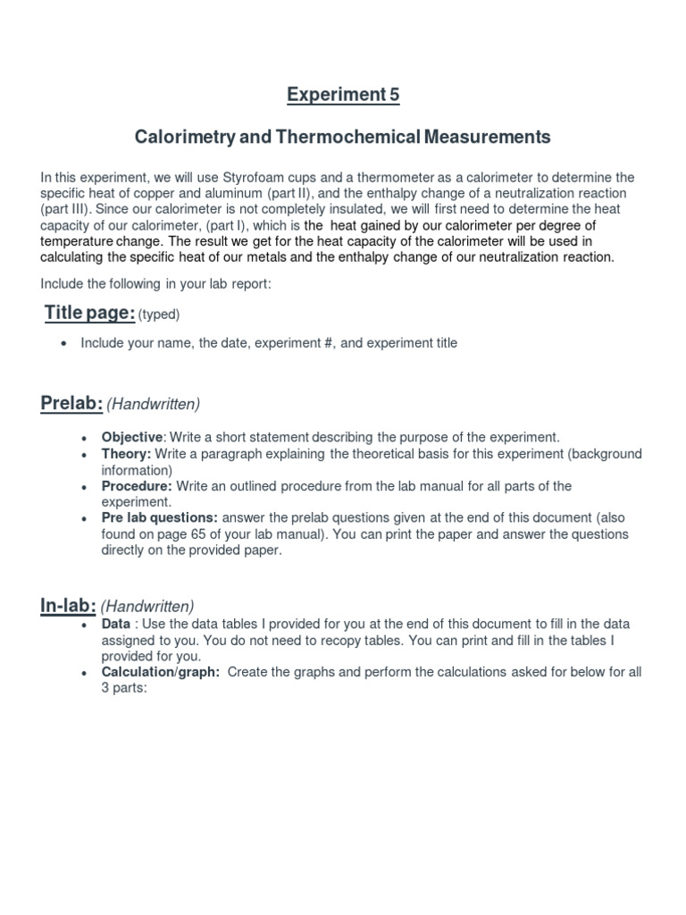 Calorimetry: Specific Heat & Enthalpy | PDF | Heat | Mole (Unit)