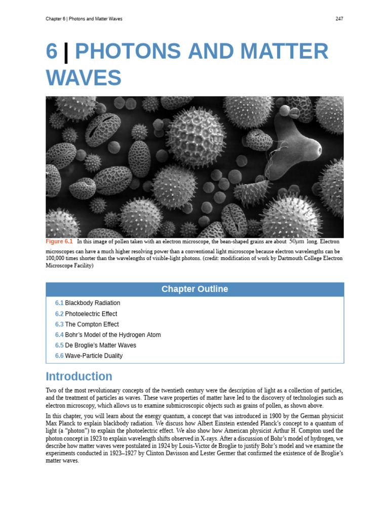 UP3 - Ch6. Photons and Matter Waves | PDF | Photoelectric Effect | Electromagnetic Radiation