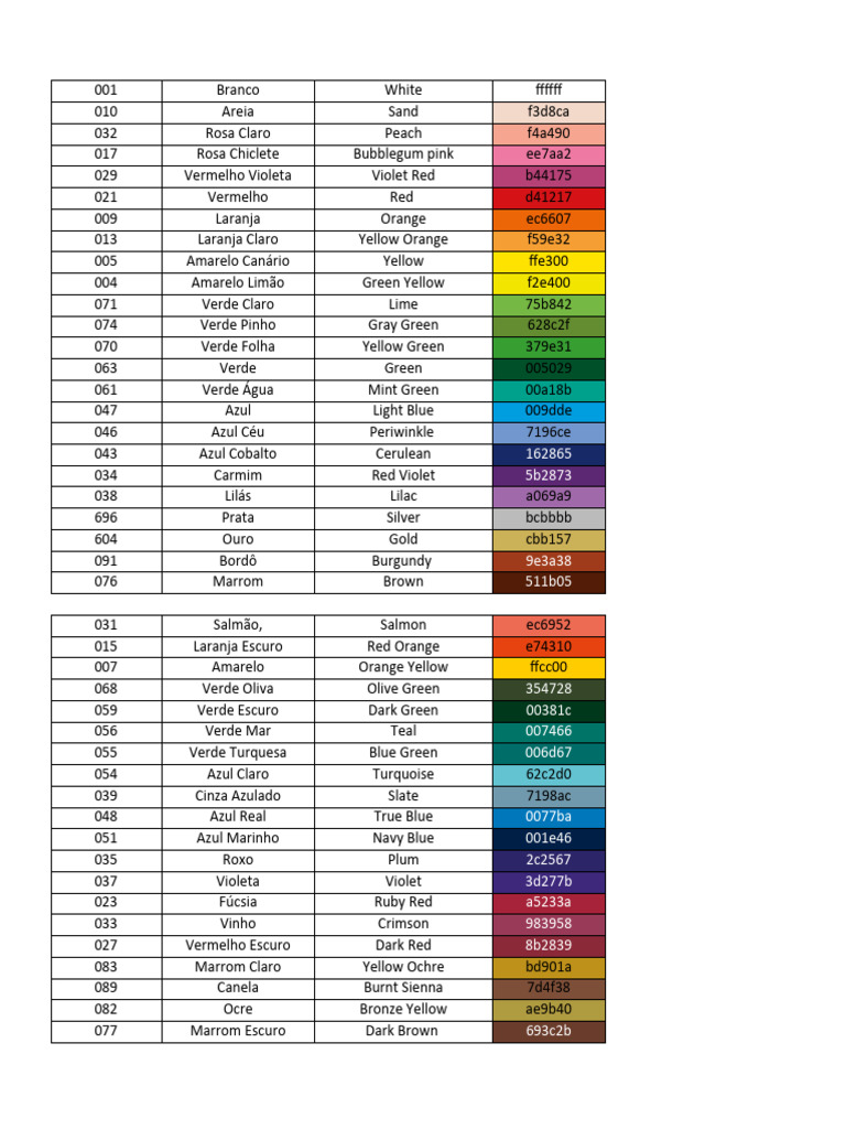 Tabela de Cores Faber-Castell 48 Cores | PDF | Cor | Arco-íris