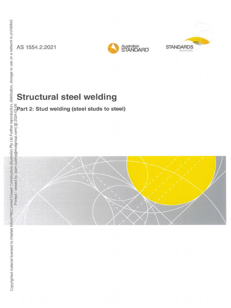 As 1554.2-2021 - Structural Steel Welding (Steel Studs To Steel) | PDF