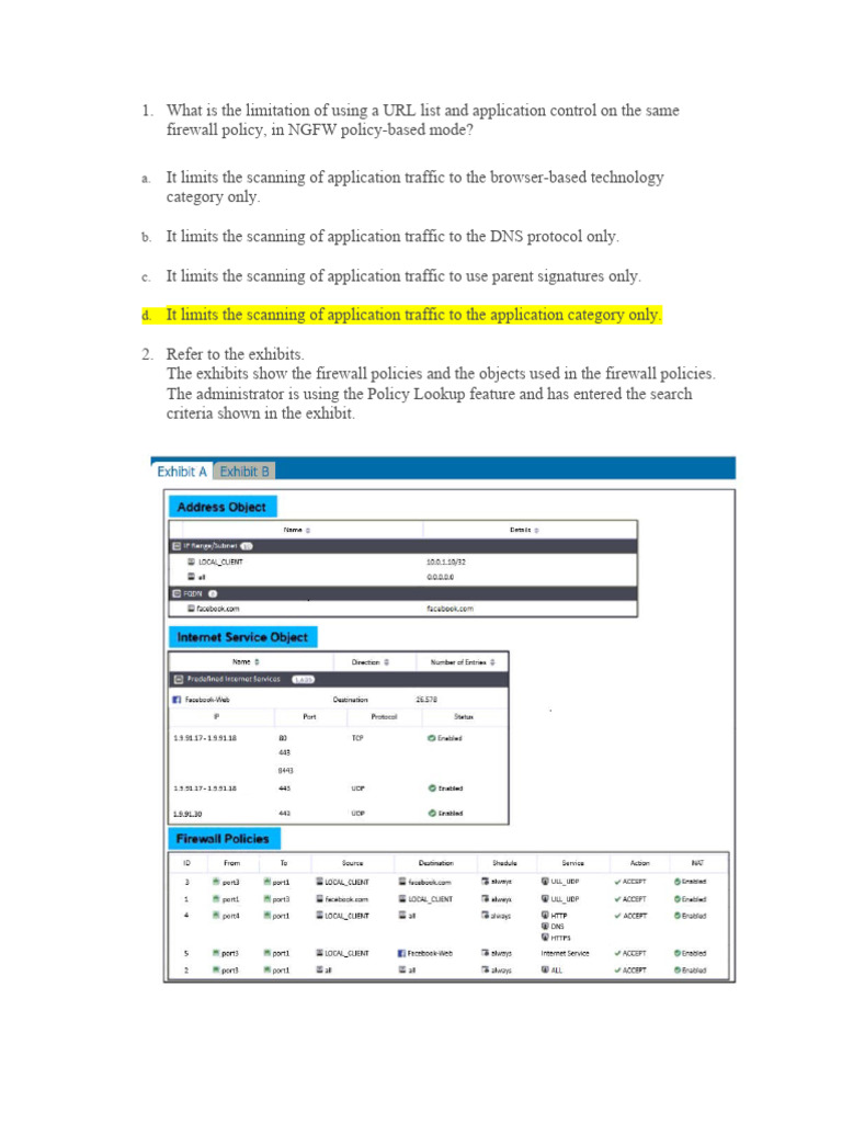 NS4-FortiGate Preguntas | PDF | Firewall (Computing) | Ip Address