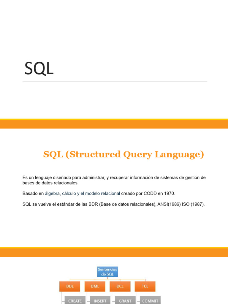 Guía SQL: Definición y Manipulación | PDF | SQL | Base de datos relacional