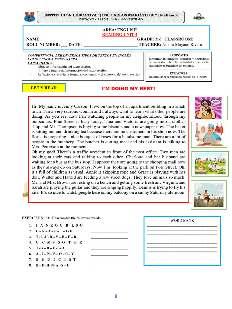 Worksheet Reading Unit 4 | PDF