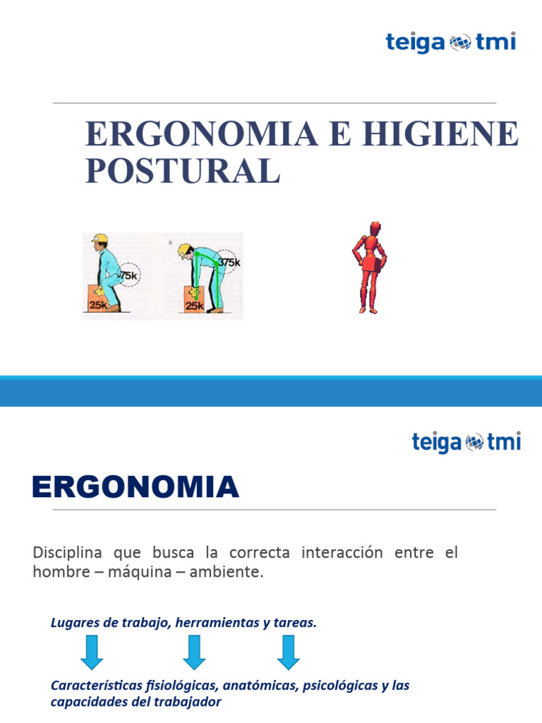 Ergonomia - Teiga Tmi | PDF | Factores humanos y ergonomía | Dolor lumbar
