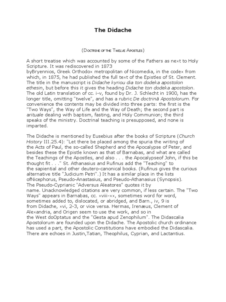 The Didache: Ethesin, But Before This It Gives The Heading Didache Ton ...