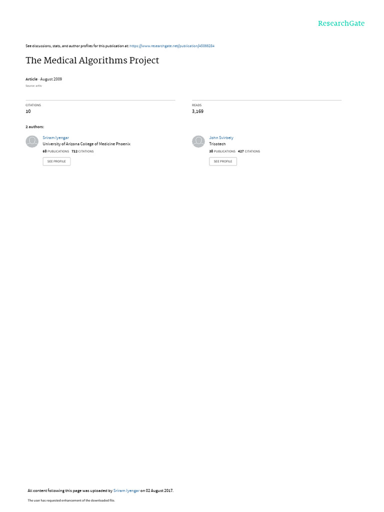 The Medical Algorithms Project | PDF | Spreadsheet | Microsoft Excel