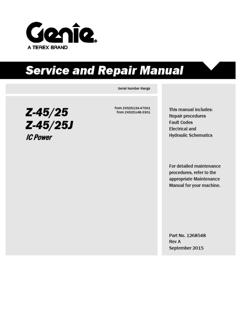 GENIE Z45-25J - Repair Manual | PDF | Viscosity | Pump