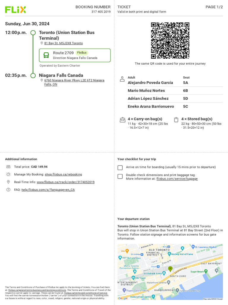 FlixBus Ticket: Toronto to Niagara Falls | PDF | Transport | Public ...