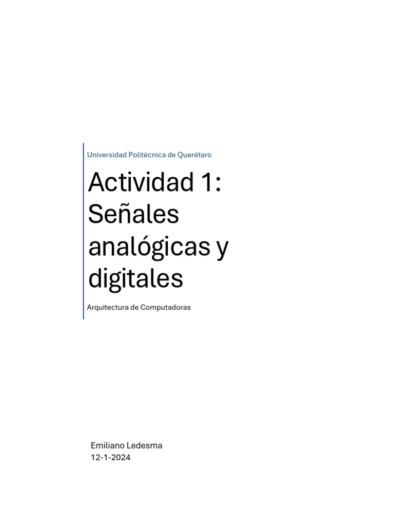 Actividad 1 Señales Analogicas | PDF | Electrónica | Señal analoga