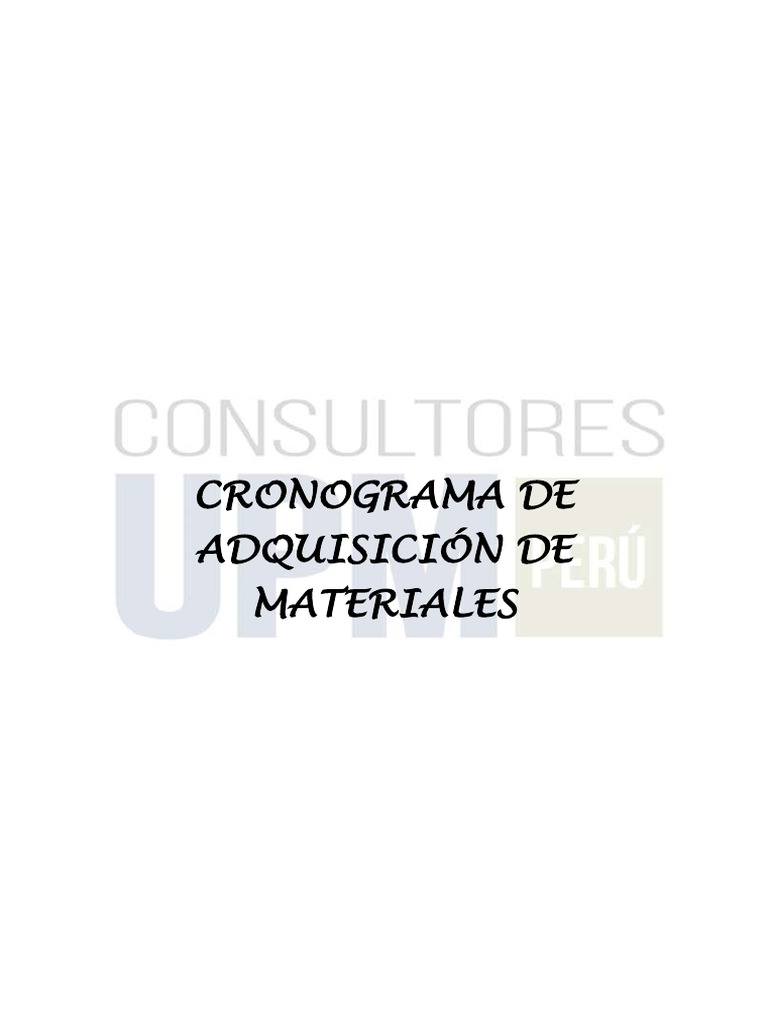 Cronograma de Desembolso de Materiales - Pistas Chanu Chanu | PDF