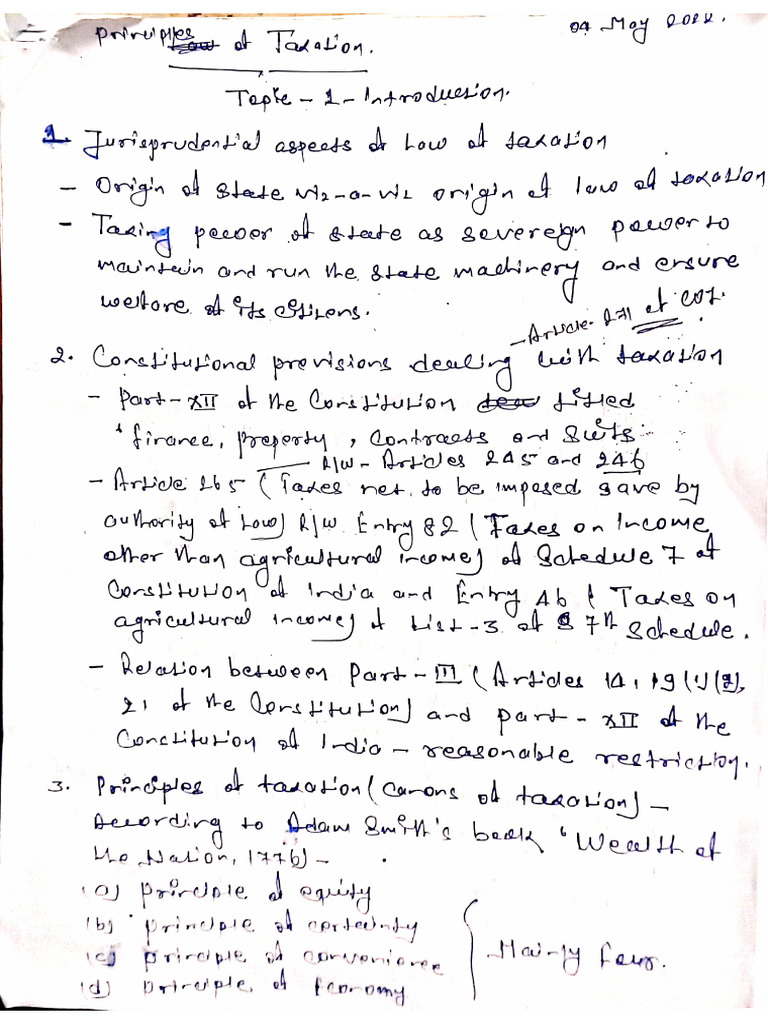Taxation Notes (Topics 1& 2) | PDF