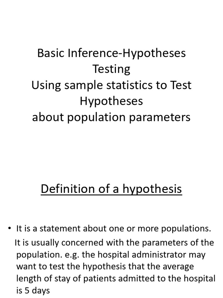 Basic Inference Hypotheses Testing | PDF | Hypothesis | Statistics