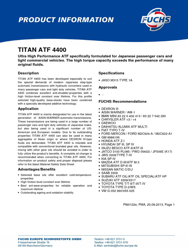 PI TITAN-ATF-4400 e | PDF | Vehicle Industry | Land Vehicles