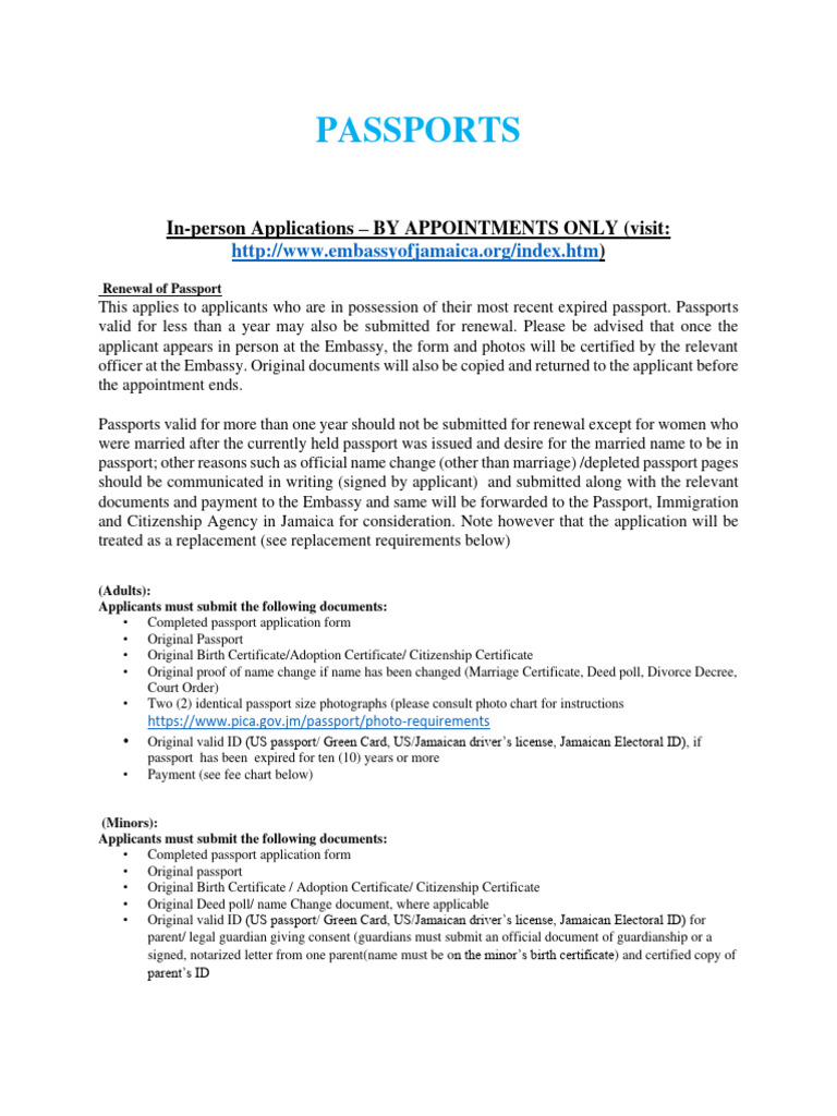 Jamaican Passport Application Guide | PDF | Identity Document | Birth ...