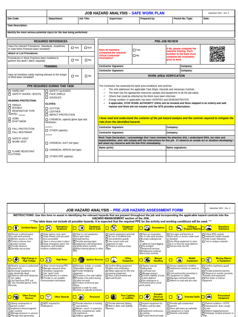 Job Hazard Analysis-Safe Work Plan Form-US-English | PDF | Personal ...