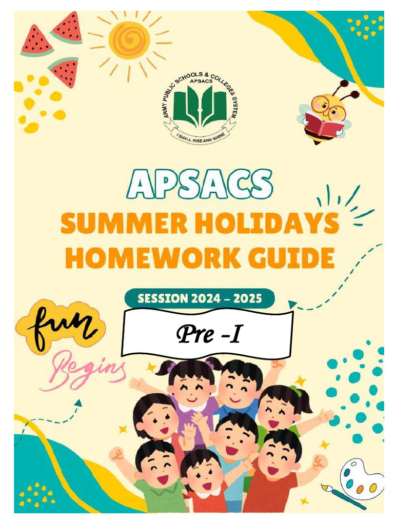 APSACS-Holiday-Homework-Session-2024-2025 - Warm-Region (Pre-I) | PDF | Learning