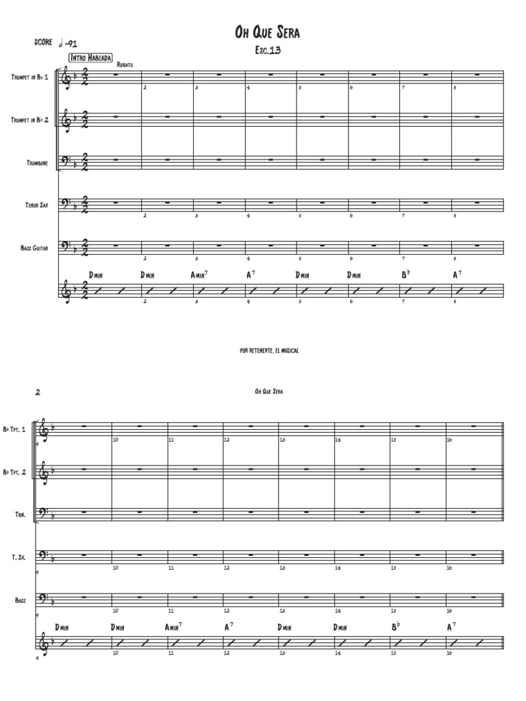 Oh Que Sera - SCORE | PDF