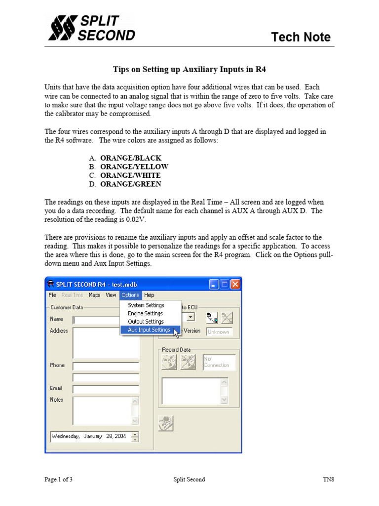 TN8 Setting Up Auxiliary Inputs in R4 | PDF | Electricity | Computer ...