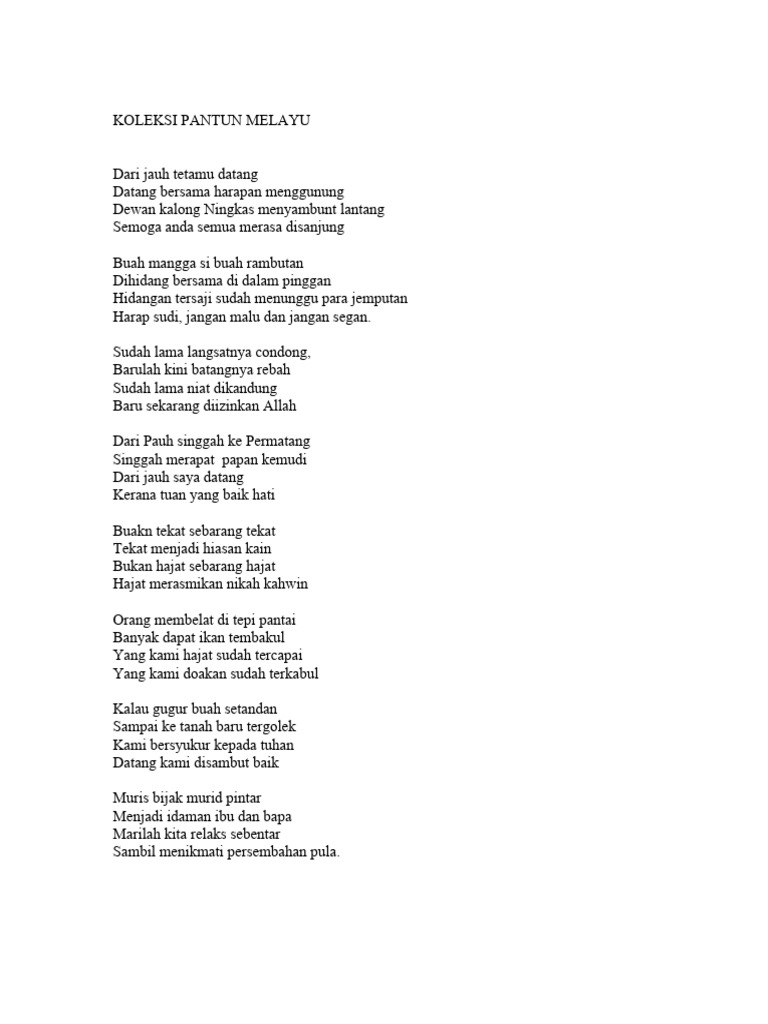 Koleksi Pantun Melayu | PDF | Memasak, Makanan, & Anggur | Griya & Taman