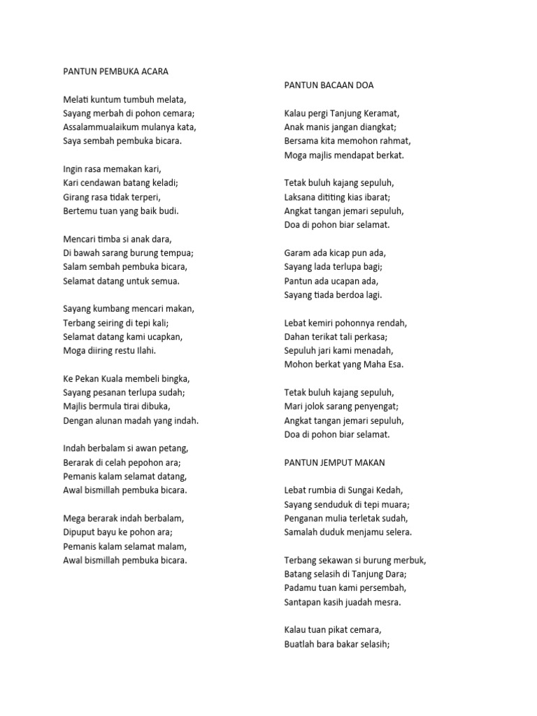 Pantun Pembuka Acara Pdf