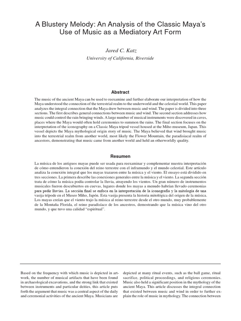 A Blustery Melody An Analysis of The Cla | PDF | Maya Civilization
