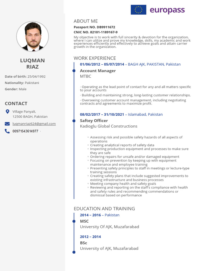 Luqman CV New e Pass | PDF | Occupational Safety And Health | Safety