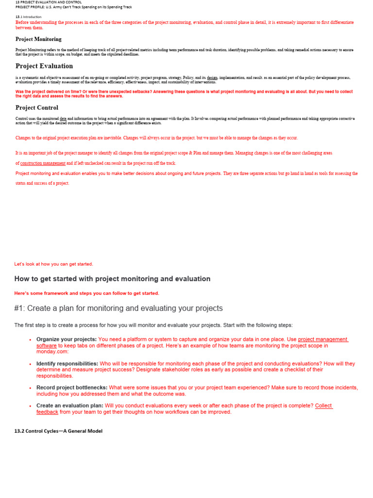 13 Project Evaluation and Control | PDF | Evaluation | Monitoring And ...