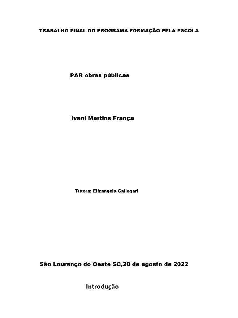 Trabalho Final Par Obras Publicas | PDF | Brasil | Contabilidade