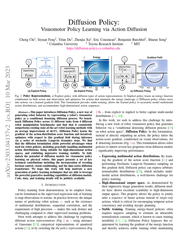 Diffusion Policy, Visuomotor Policy Learning Via Action Diffusion | PDF | Artificial Neural ...