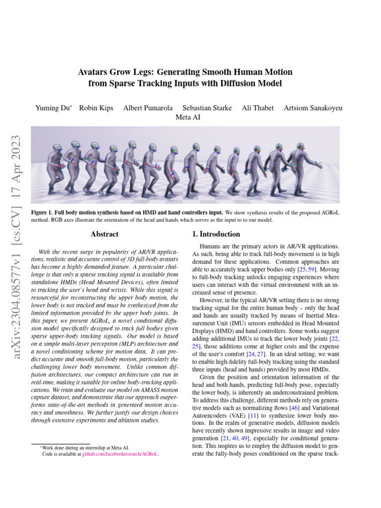 Generating Smooth Human Motion From Sparse Tracking Inputs With Diffusion Models - Sebastian ...