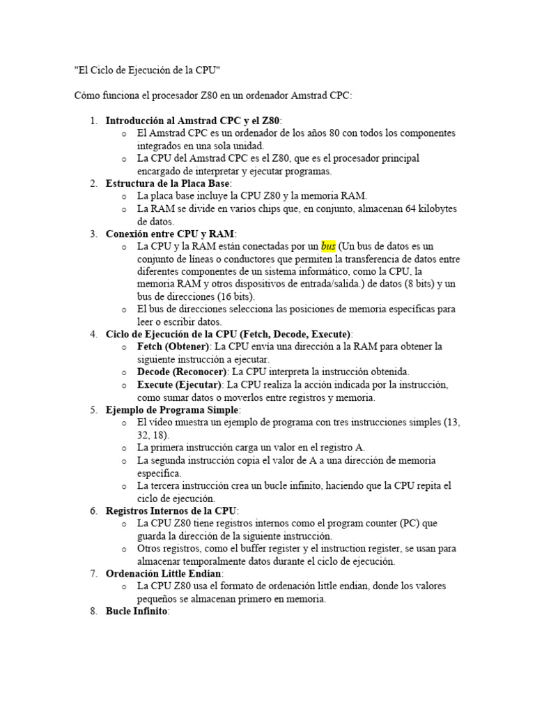 El Ciclo de Ejecución de La CPU | PDF | Unidad Central de procesamiento | Memoria de acceso ...