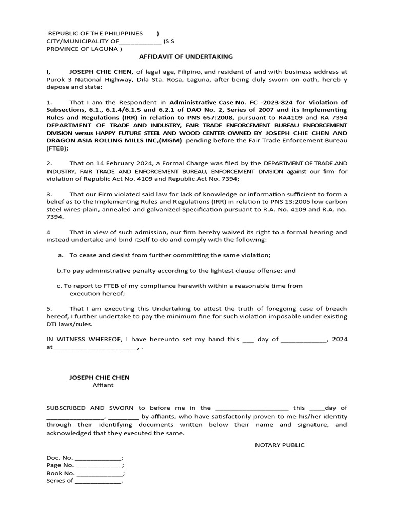 DTI Case | PDF | Affidavit | Justice