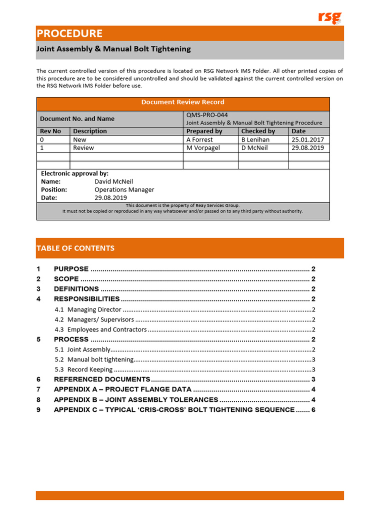 Joint Assembly & Bolt Tightening Guide | PDF | Screw | Pipe (Fluid ...