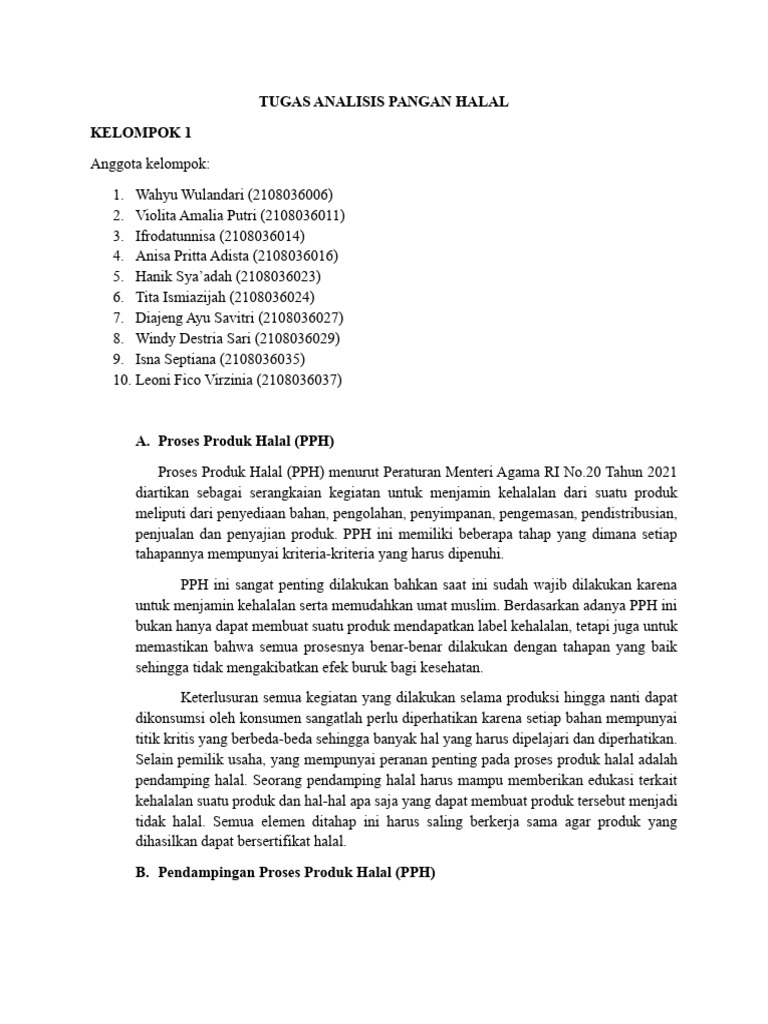 KELOMPOK 1 - PROSES PRODUK HALAL - FX | PDF | Bisnis