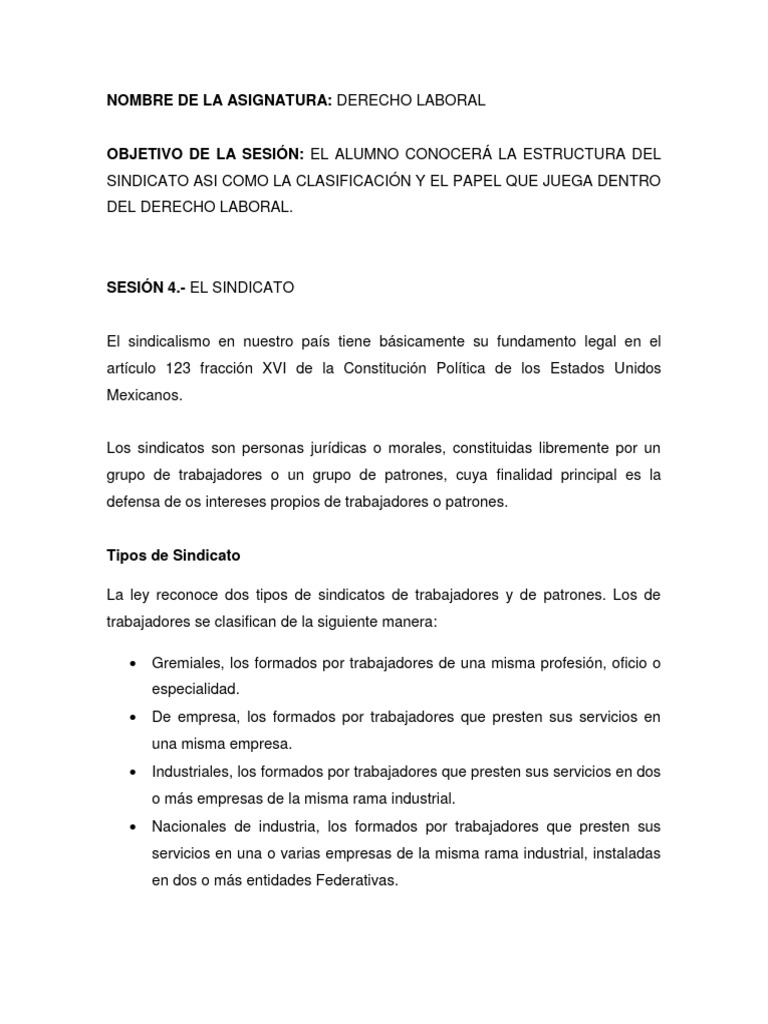 4 El Sindicato | Descargar gratis PDF | Sindicato | Derecho laboral