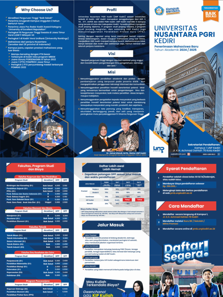 Brosur PMB UNP Kediri 2024 Terbaru 1 | PDF