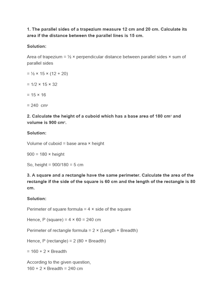 Mensuration Problems from Byju's | PDF | Area | Length
