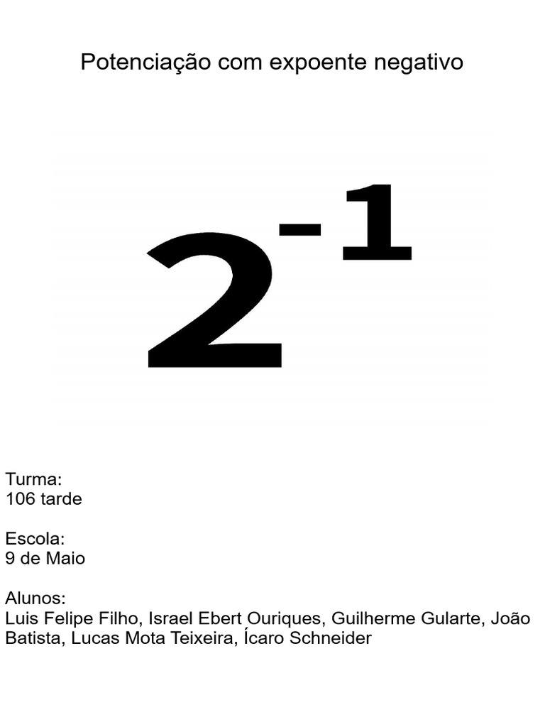 Potenciação Com Expoente Negativo Pdf Exponenciação Conceitos