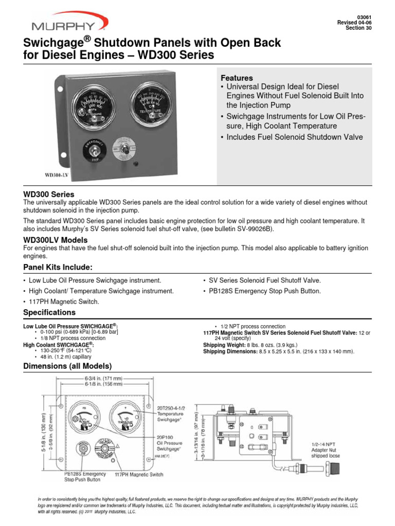 03061-WD300 Shutdown Panels-B | PDF | Diesel Engine | Engines