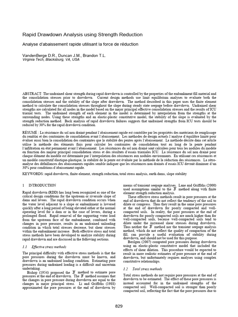 Rapid Drawdown Congress | PDF | Strength Of Materials | Soil Mechanics