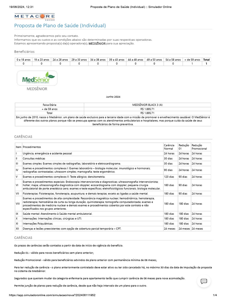 Proposta de Plano de Saúde (Individual) - Simulador Online Black 3 1 Vida | PDF | Hospital | Rio ...