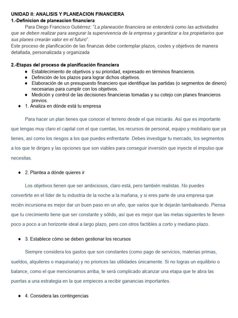 Unidad Ii - Analisis y Planeacion Financiera | PDF | Capital de trabajo | Apalancamiento (Finanzas)